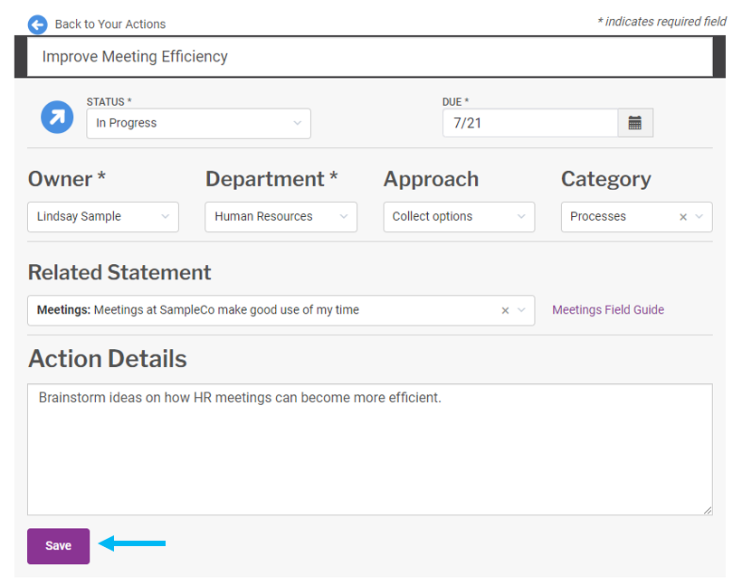 Assigning an Action Item Using Action Tracker
