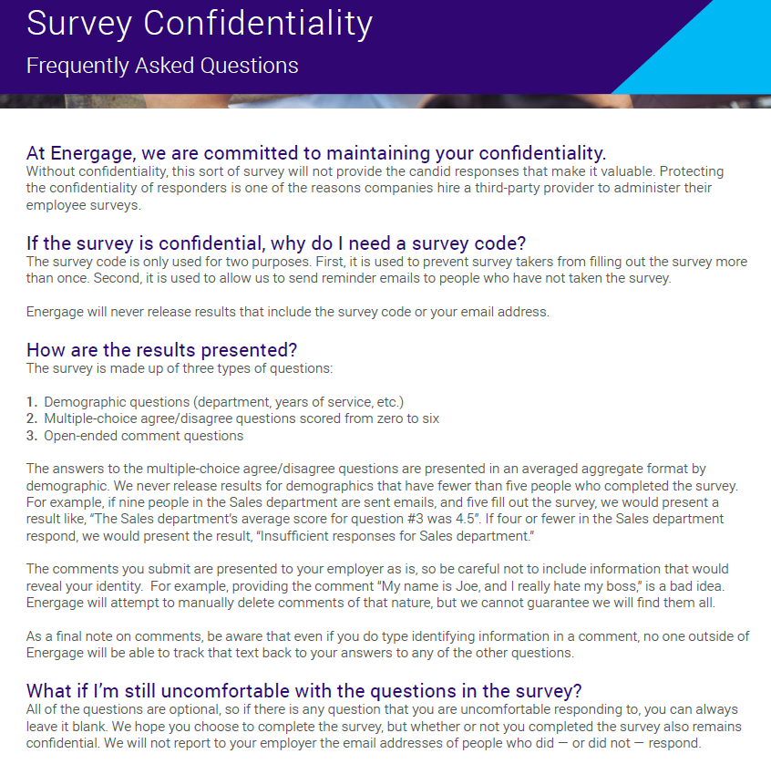 Survey Confidentiality Promise