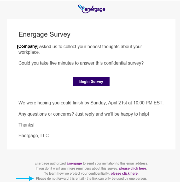 What do the survey invitation and reminder emails look like?