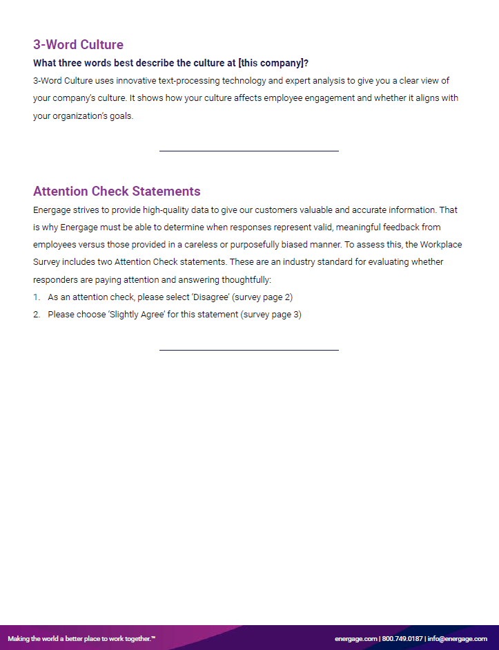 The Workplace Survey Statements