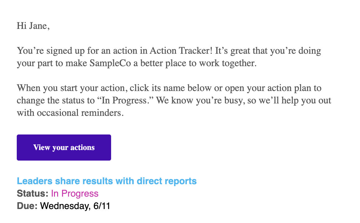 Action Tracker Email Notifications